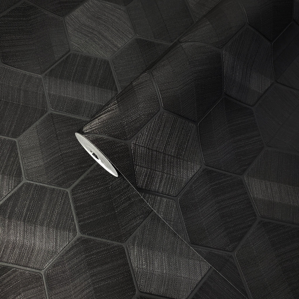 Z44801 Lamborghini Hexagon Feature Black textured Wallpaper 3D Geometr ...