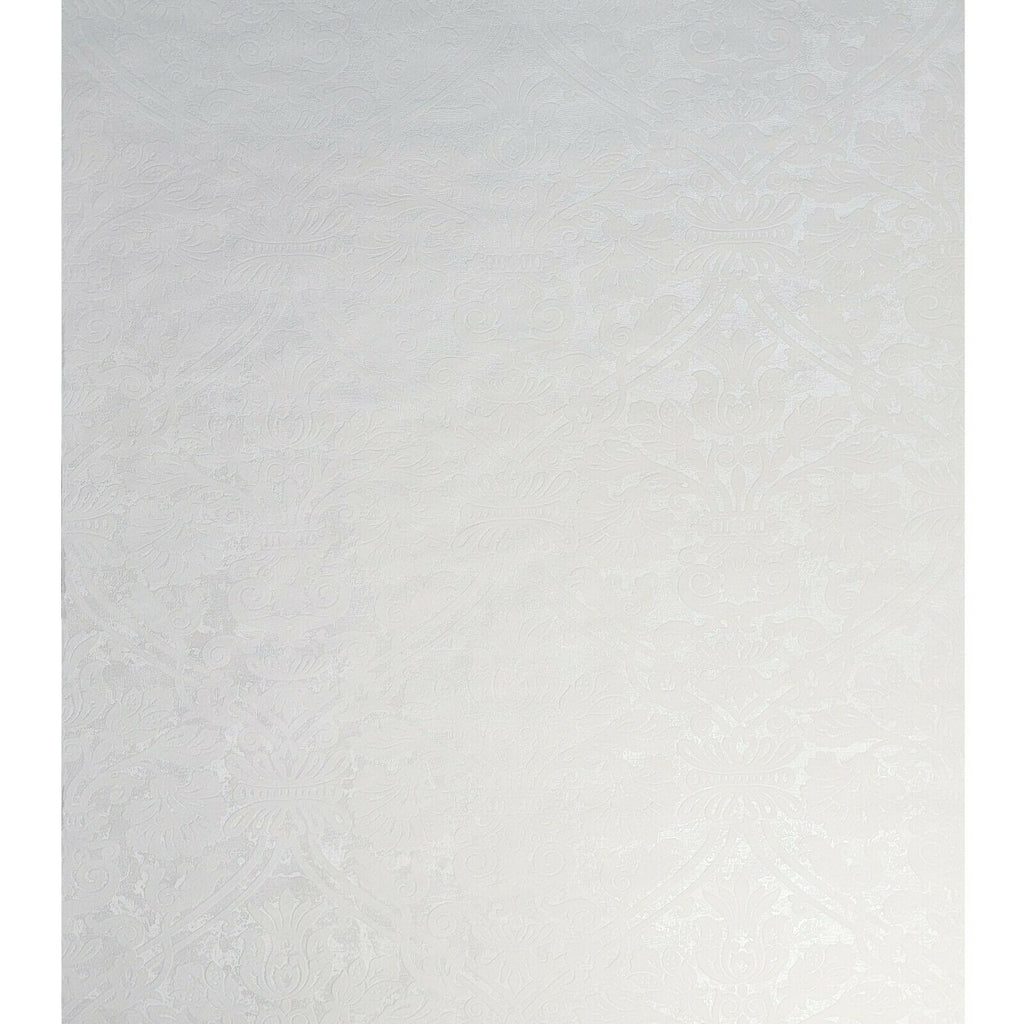 205016 Portofino Victorian Damask Flocked White flocking velvet Wallpa ...