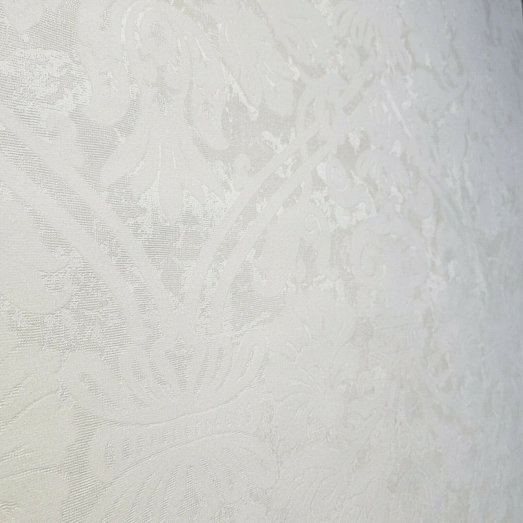205016 Portofino Victorian Damask Flocked White flocking velvet Wallpa ...