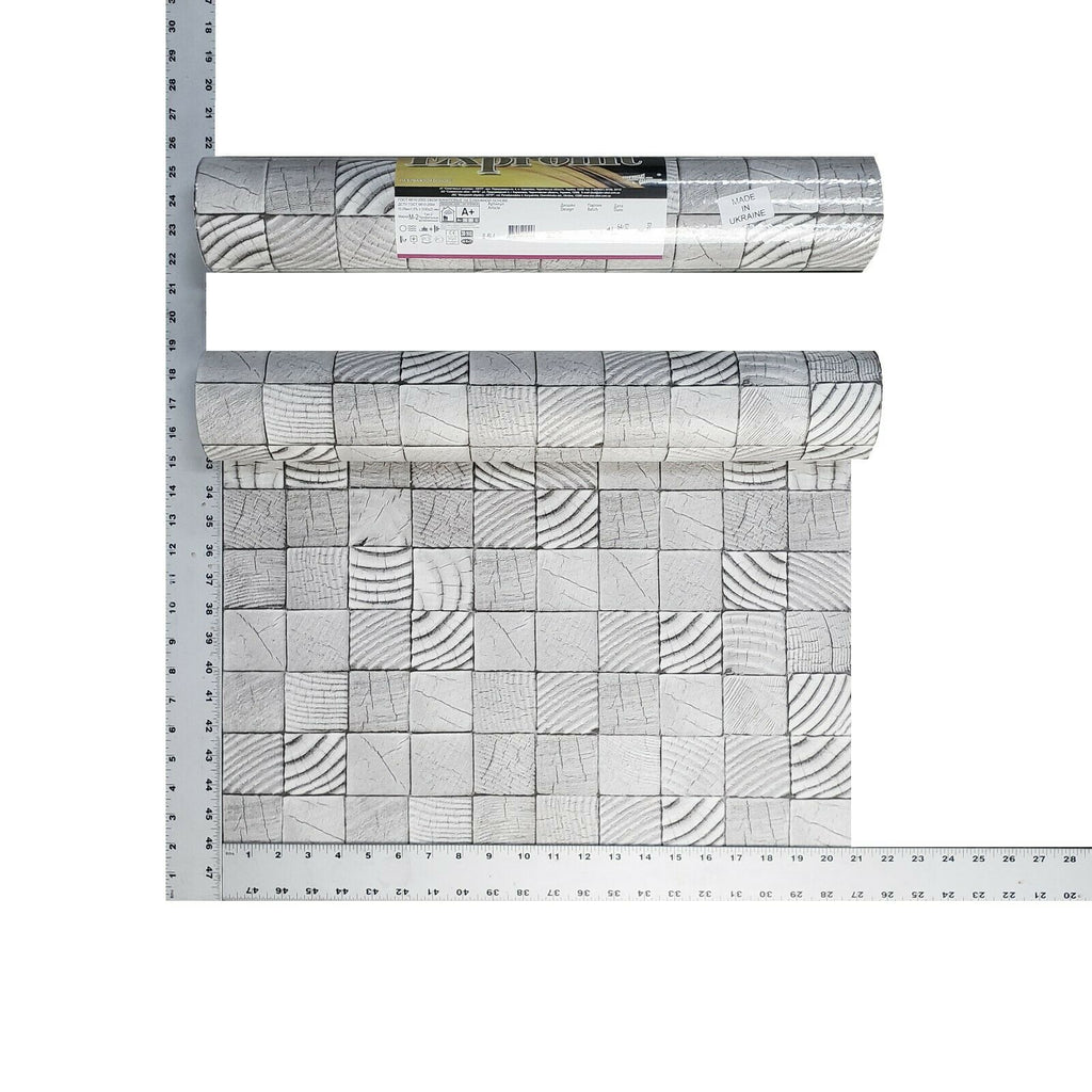 5626-10 Gray Faux Vintage Rustic Realistic Wood square blocks Wallpape ...