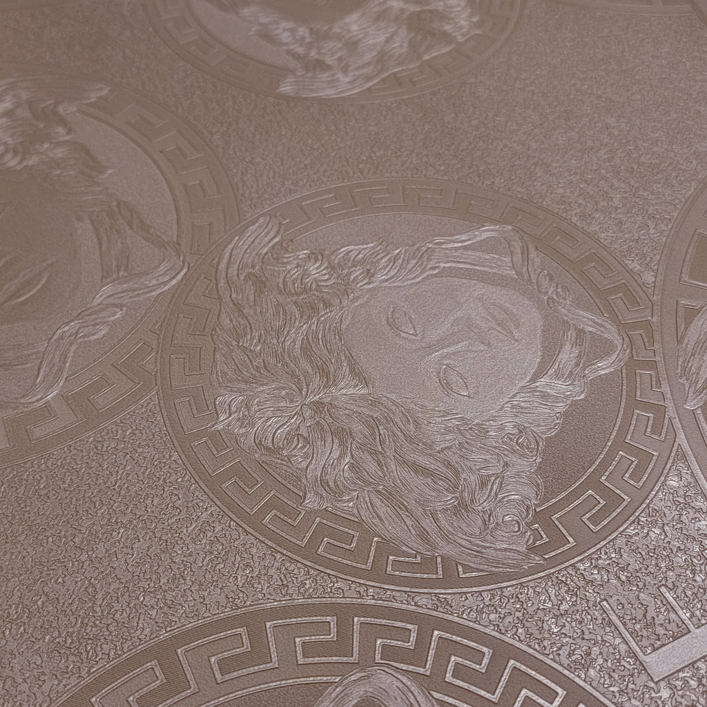38461-2 Versace Dust Pink Rose Gold Metallic Medusa Wallpaper ...