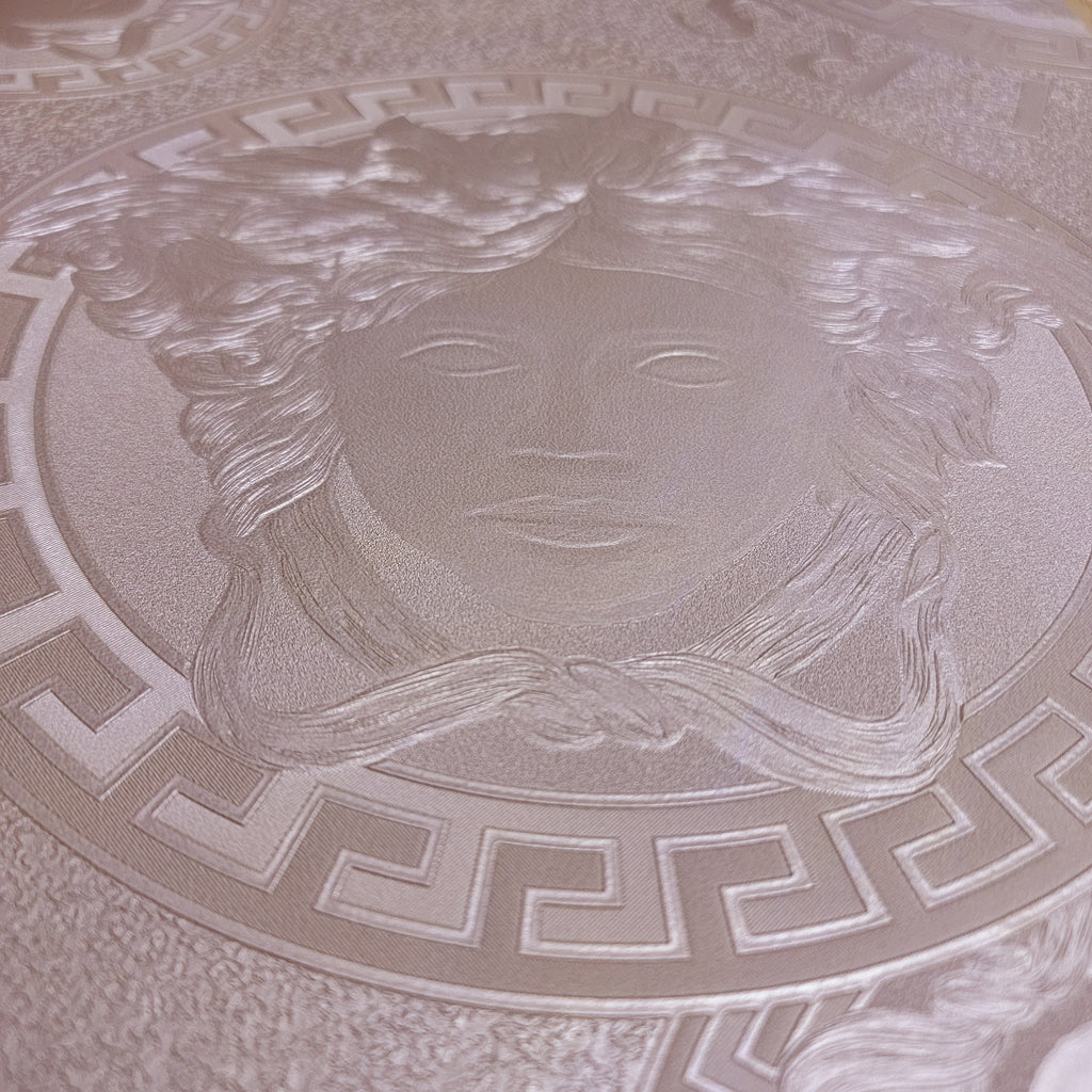 38461-2 Versace Dust Pink Rose Gold Metallic Medusa Wallpaper ...