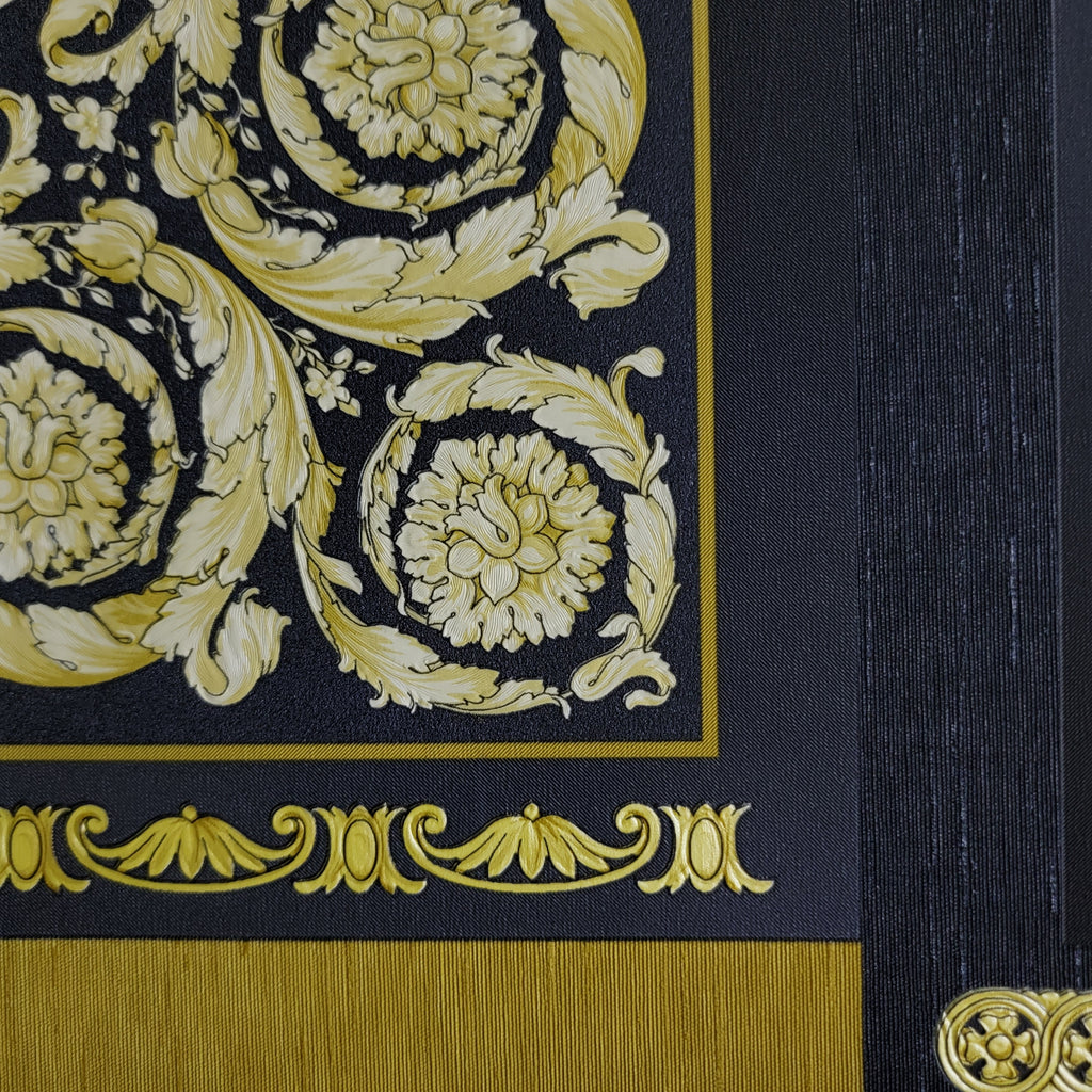 38704-3 Square Multi Panel Barocco Black Gold Textured Versace Frame W ...