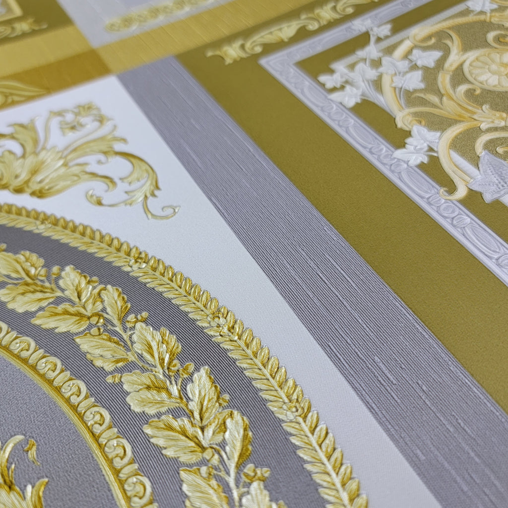 38704-5 Versace Gray Gold Baroque Multi Panel Wallpaper – wallcoveringsmart