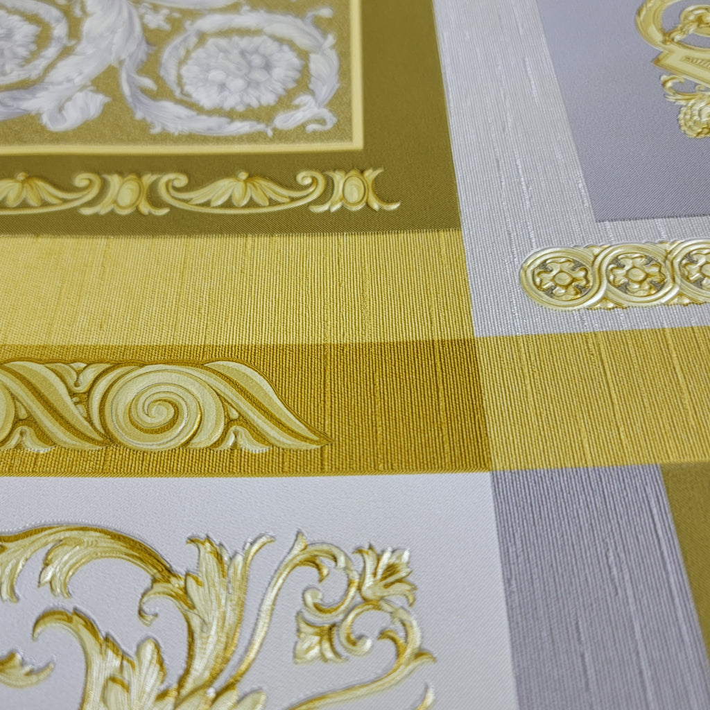 38704-5 Versace Gray Gold Baroque Multi Panel Wallpaper – wallcoveringsmart