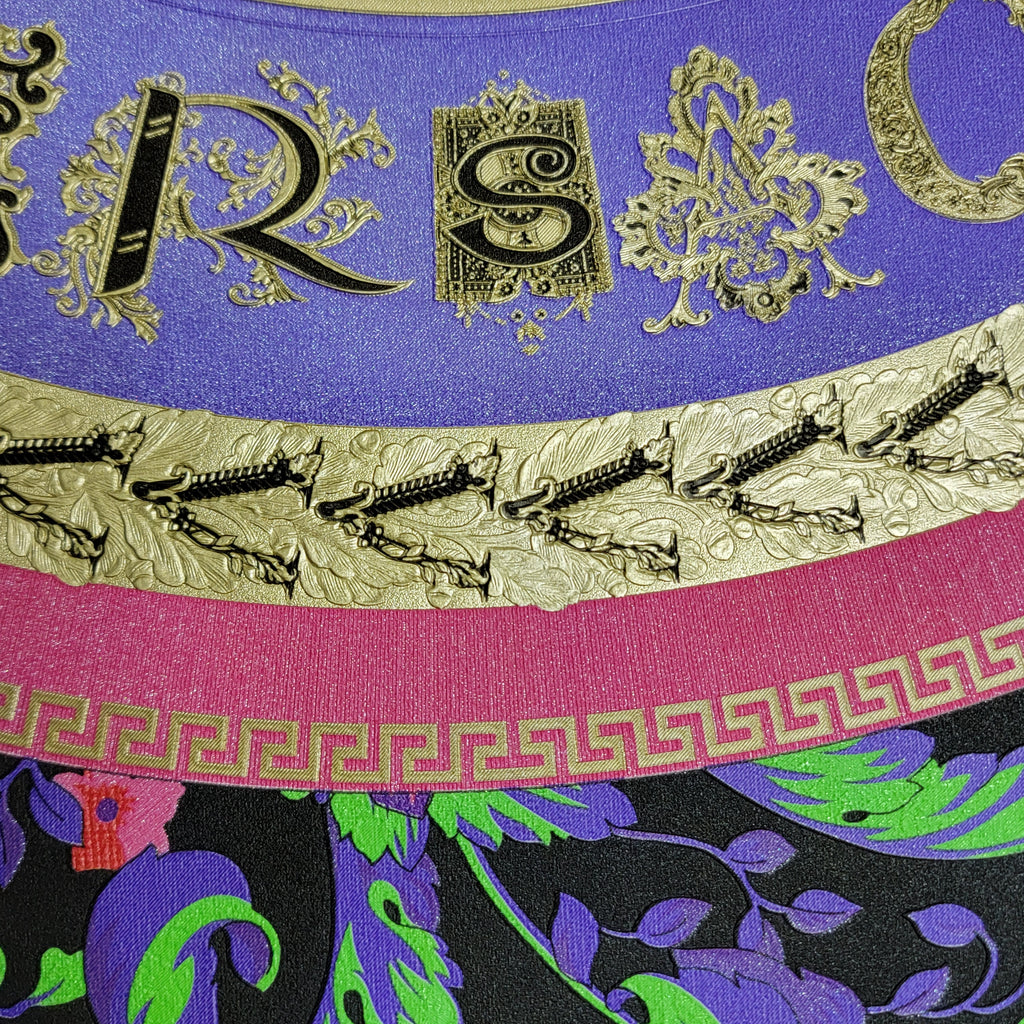38705-1 Floral Barocco Black Neon Textured Versace Plates Wallpaper ...