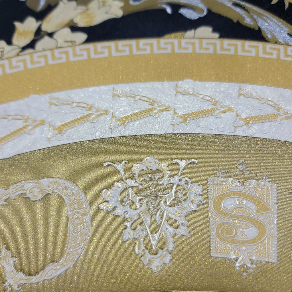 38705-5 Square Barocco Black Gold Textured Versace Wallpaper ...