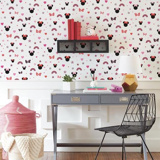 DI0992 York Red Wallpaper Disney Minnie Mouse Rainbow Unpasted Wallcov ...