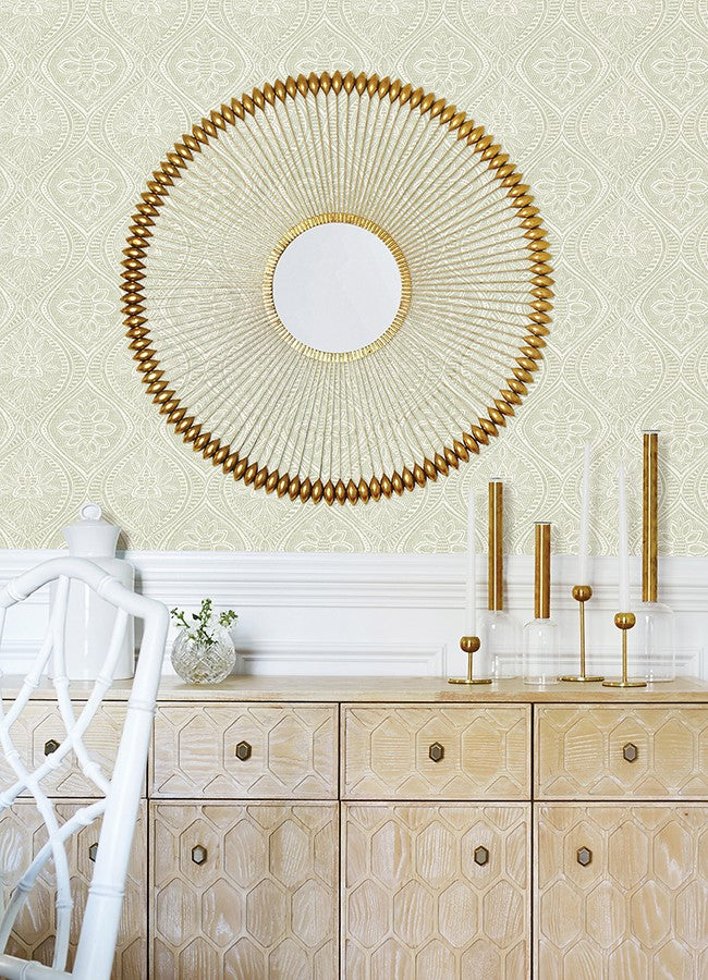 4074-26643 Scout Moss Floral Ogee Wallpaper – wallcoveringsmart