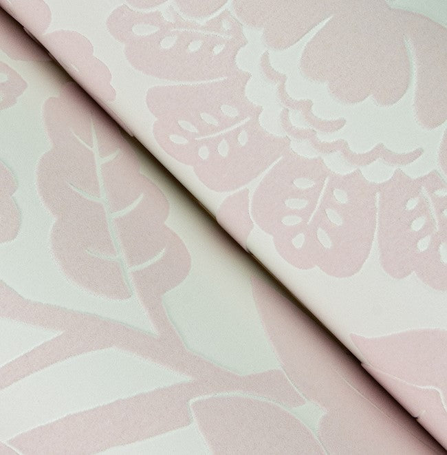 4074-87374 Augusta Pink Flock Damask Wallpaper – wallcoveringsmart