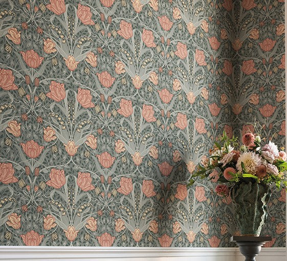 4080-33010 Fillippa Sage Tulip Floral Wallpaper – wallcoveringsmart