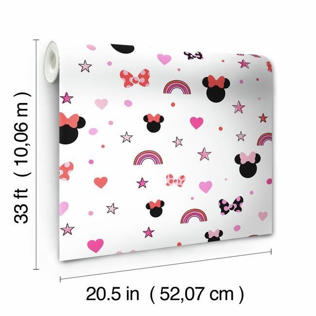 DI0992 York Red Wallpaper Disney Minnie Mouse Rainbow Unpasted Wallcov ...