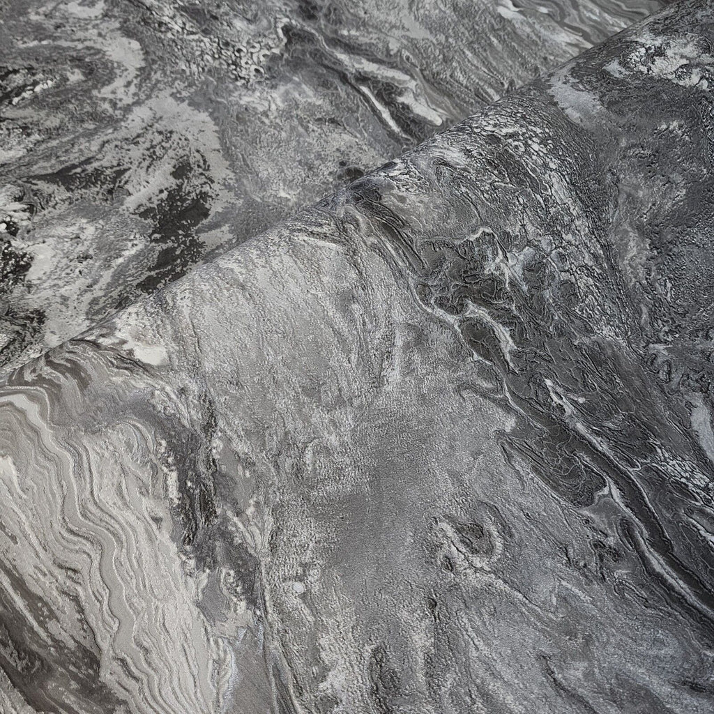 Z46007 Graphite Gray Striped faux lava marble modern textured contempo ...