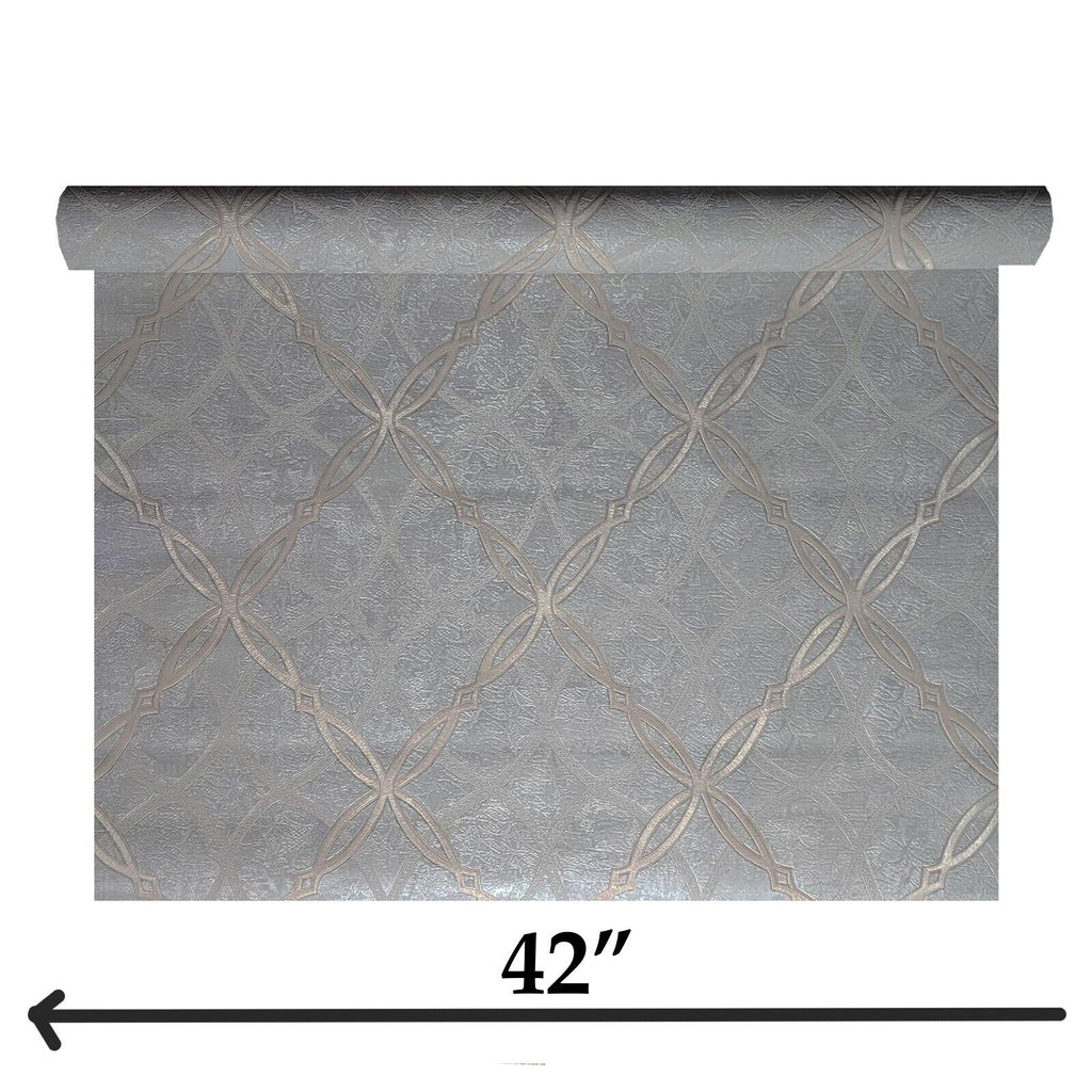 Z38039 Light Gray gold metallic diamond trellis faux concrete textured ...