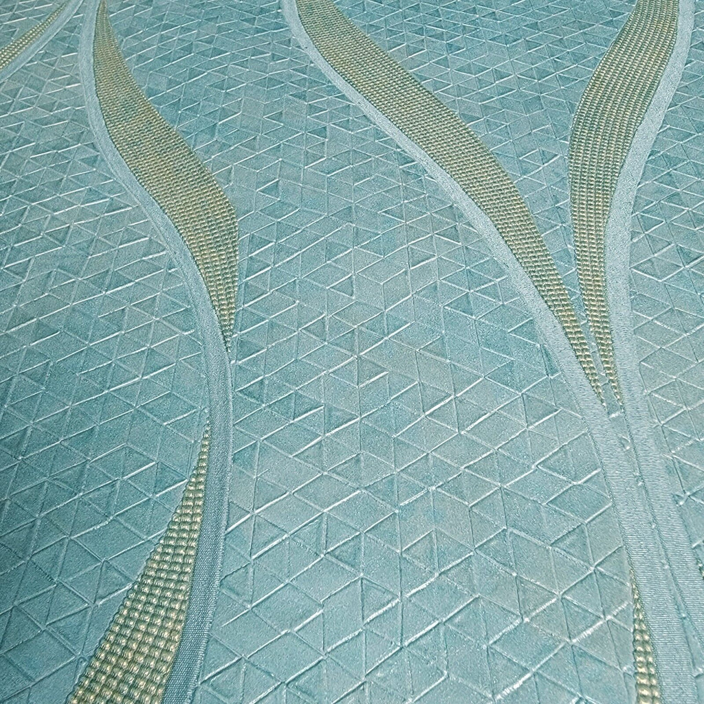 M50010 Modern Blue yellow brass metallic tiles wavy lines textured wav ...