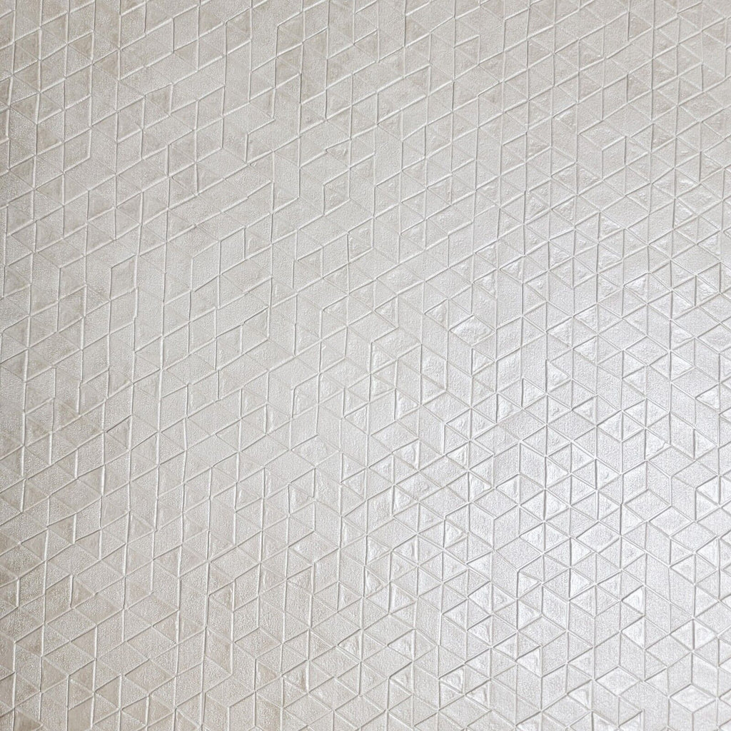 M50007 Modern Cream off white geometric square triangle tiles line tex ...