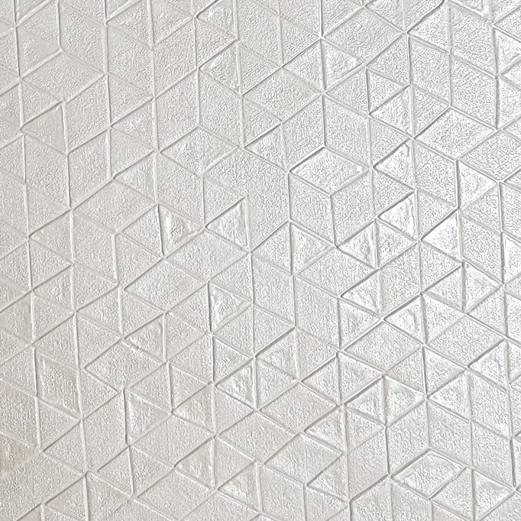 M50007 Modern Cream off white geometric square triangle tiles line tex ...