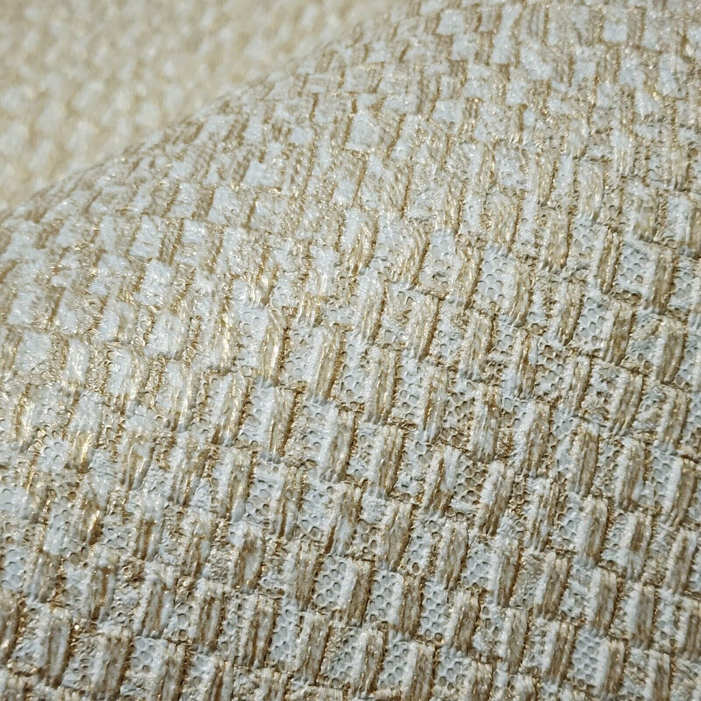 Z3443 Modern ivory off white gold Metallic faux woven fabric textured ...