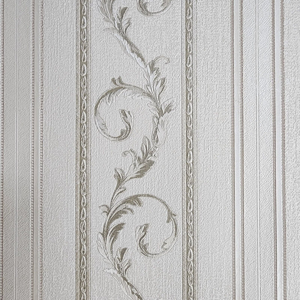 M5281B, M5281 Striped ivory off white tan textured line damask Wallpap ...