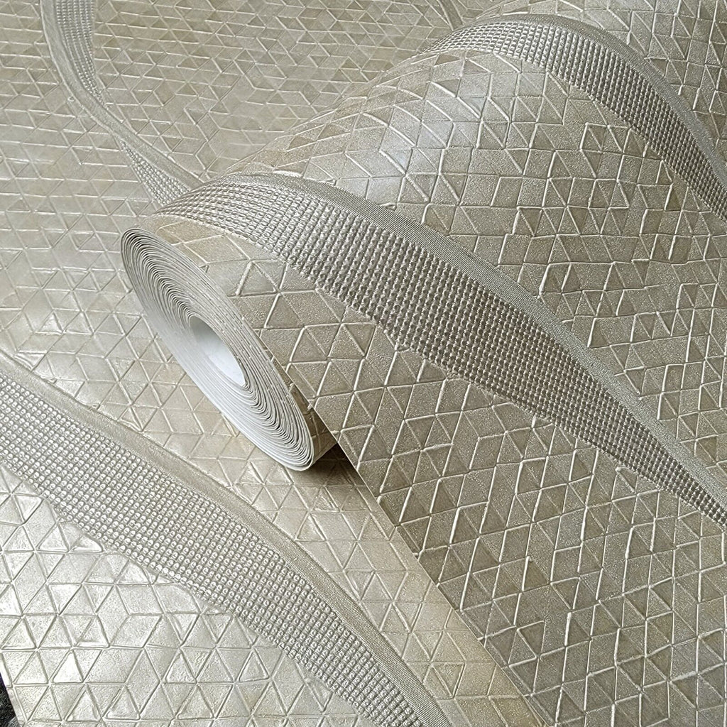 M50005 Triangle geometric Brass metallic tiles wavy lines textured wav ...