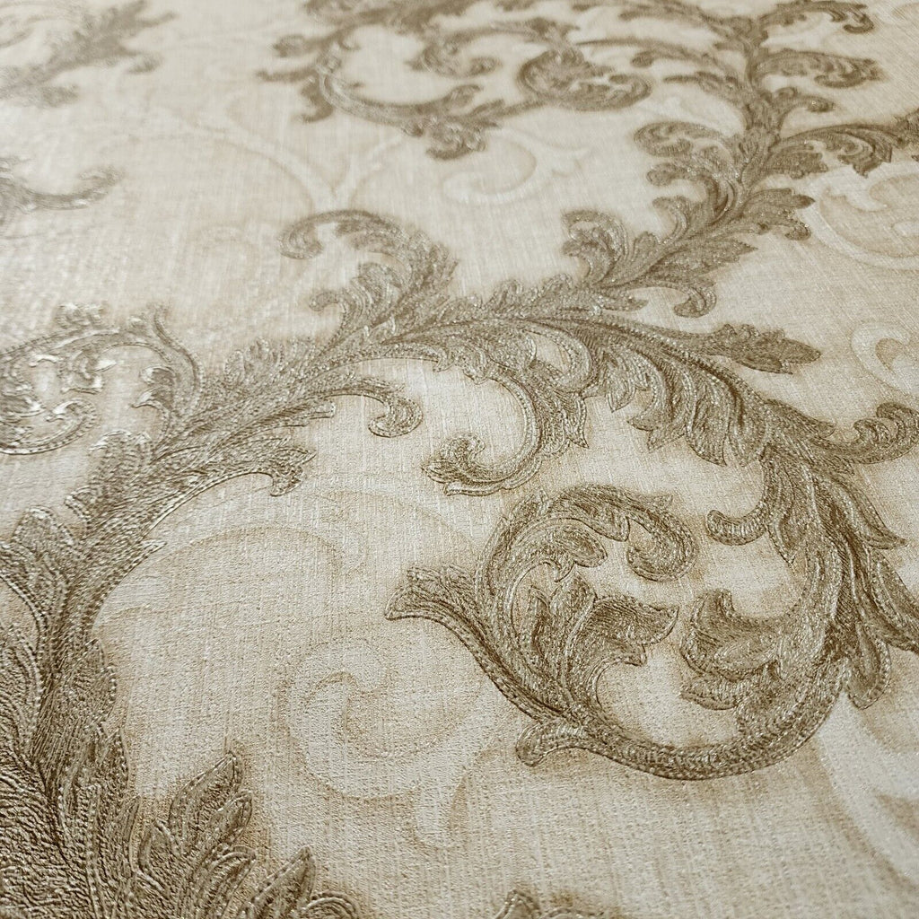 96231-2 Versace Calligraphy Beige Brass Barocco Designer Textured Dama ...