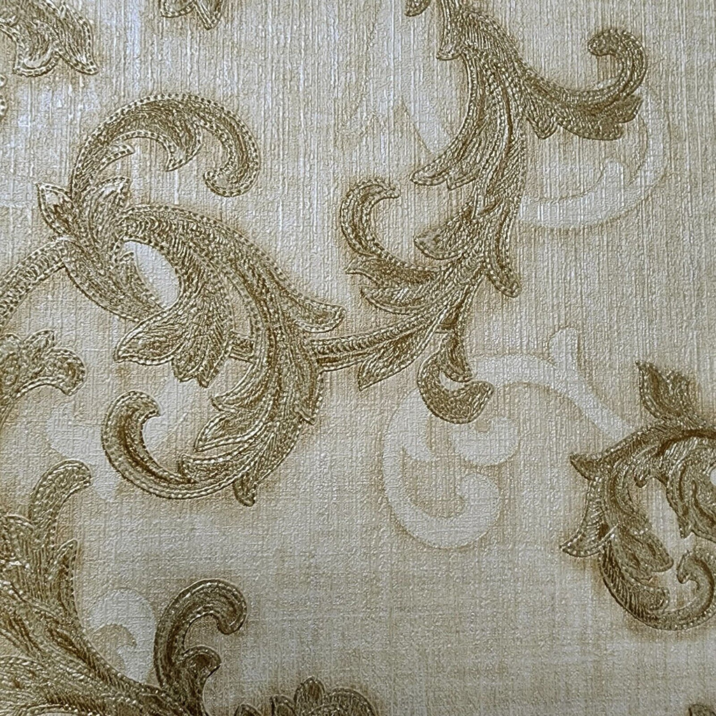 96231-2 Versace Calligraphy Beige Brass Barocco Designer Textured Dama ...