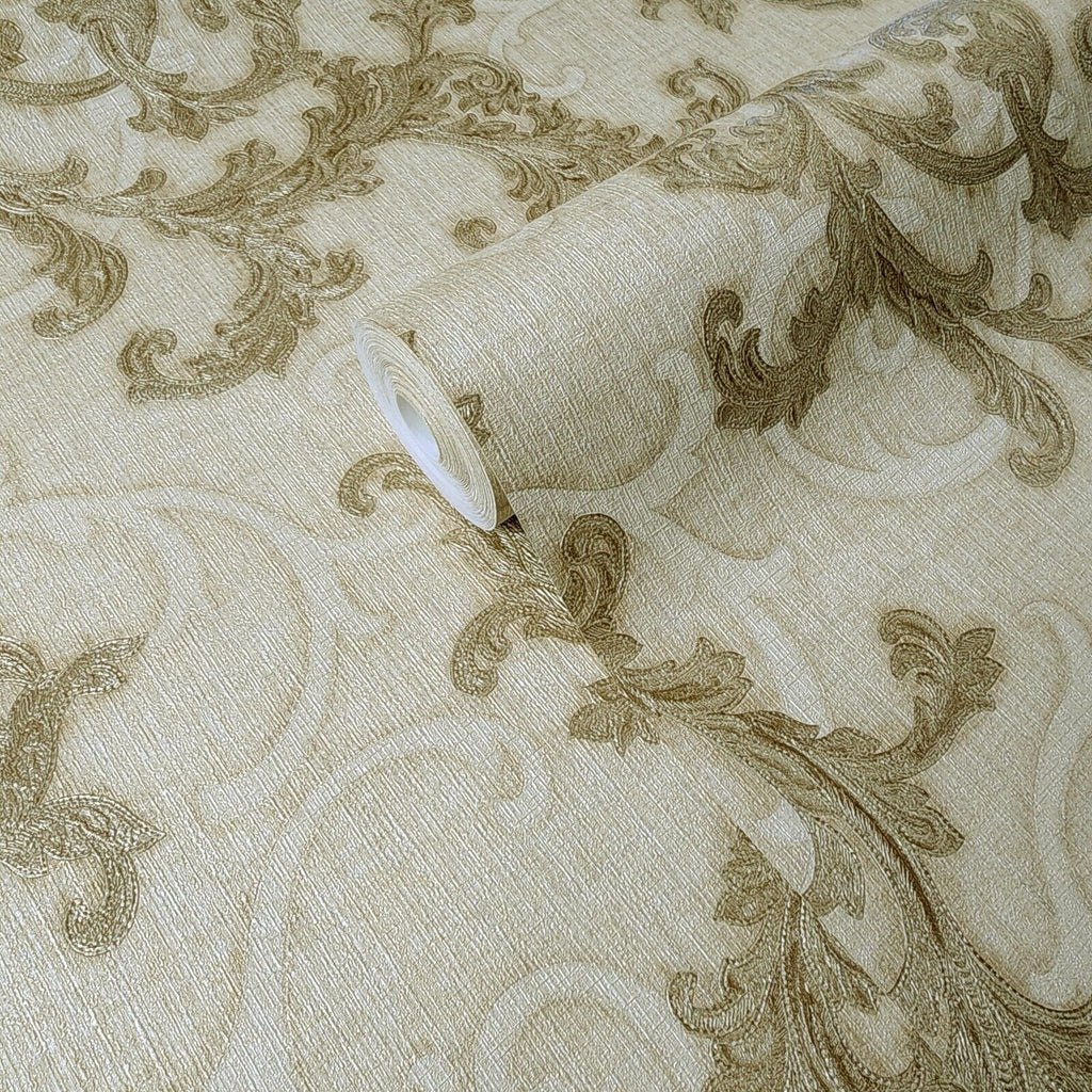 96231-2 Versace Calligraphy Beige Brass Barocco Designer Textured Dama ...