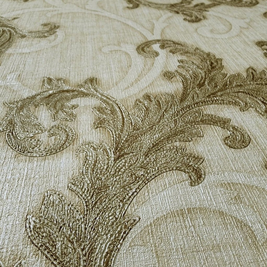 96231-2 Versace Calligraphy Beige Brass Barocco Designer Textured Dama ...