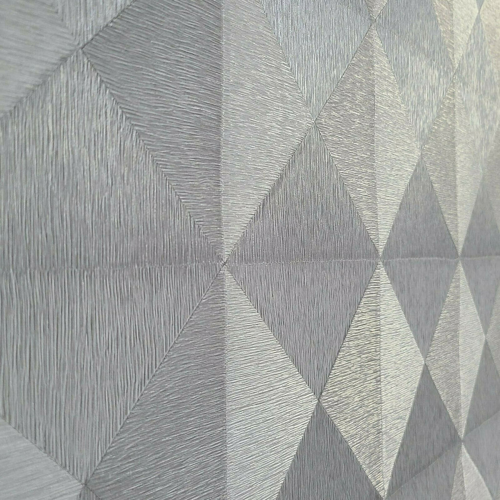 WMBA22006101 Gray silver metallic geometric 3D illusion Wallpaper ...