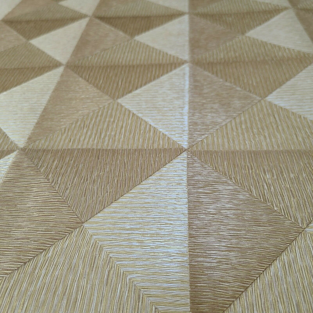 WMBA22006301 Brown silver metallic geometric 3D illusion Wallpaper ...
