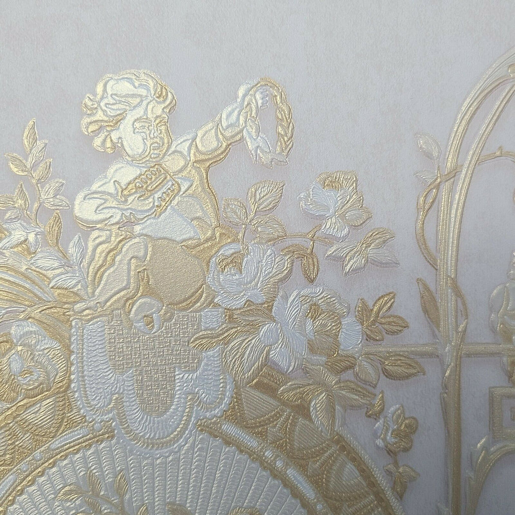 WMBL1007301 Floral Beige cream Gold toile damask Victorian Wallpaper ...