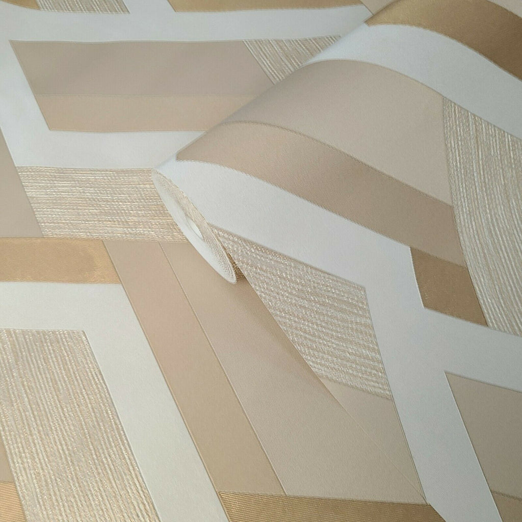 WMJM1006701 Beige tan gold metallic abstract stripes 3D Wallpaper ...
