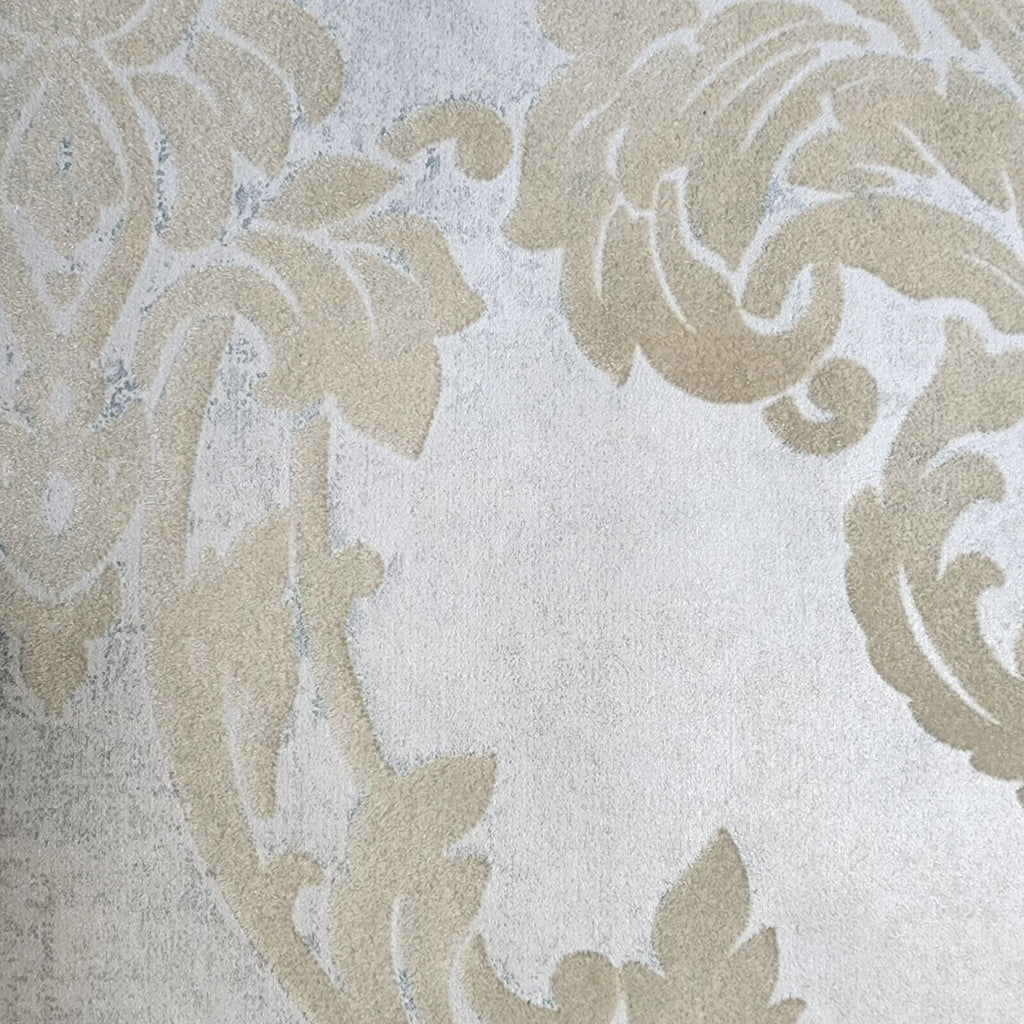 225006 Wallpaper flocking rustic beige Flocked vintage damask velvet w ...
