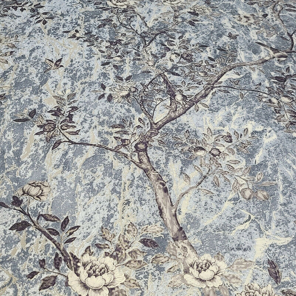 Z3454 Floral Gray Bronze gold flower trees birds textured Wallpaper ...