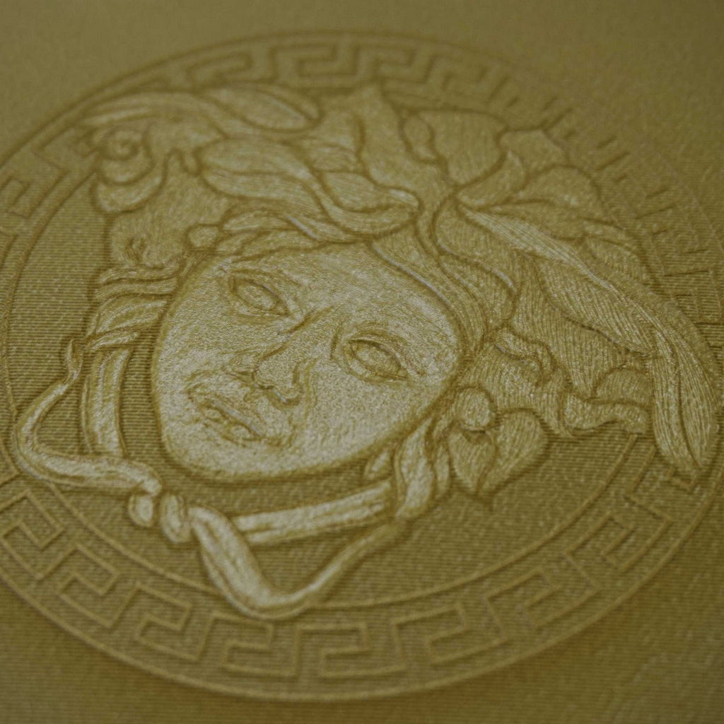 34862-4 Versace Medusa Face Vanitas Motif Gold Textured Wallpaper ...
