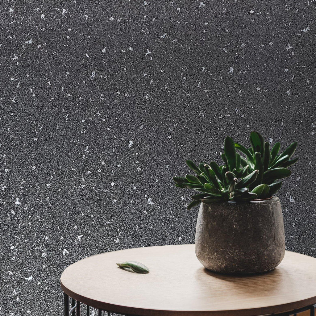 K904 Silver metallic charcoal gray Chip Stone Natural Mica Plain Wallp ...