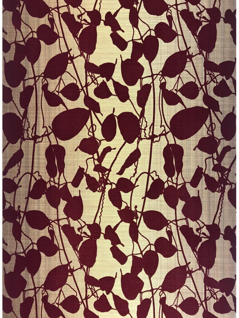 135055 Gold Burgundy Flock tree Leaf Wallpaper Flocking leaves ...