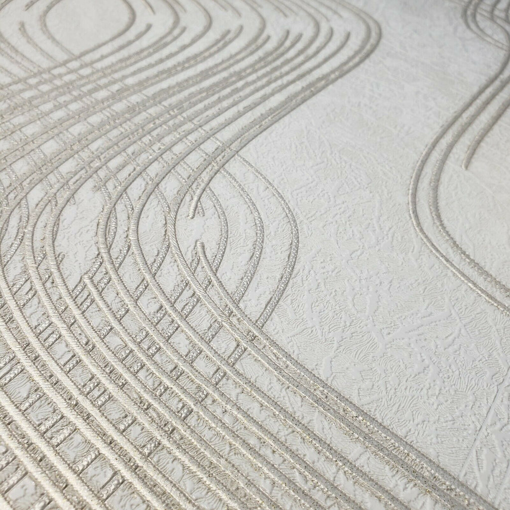 8602-05 Slavyanski yellow cream gold metallic textured wave lines Wall ...