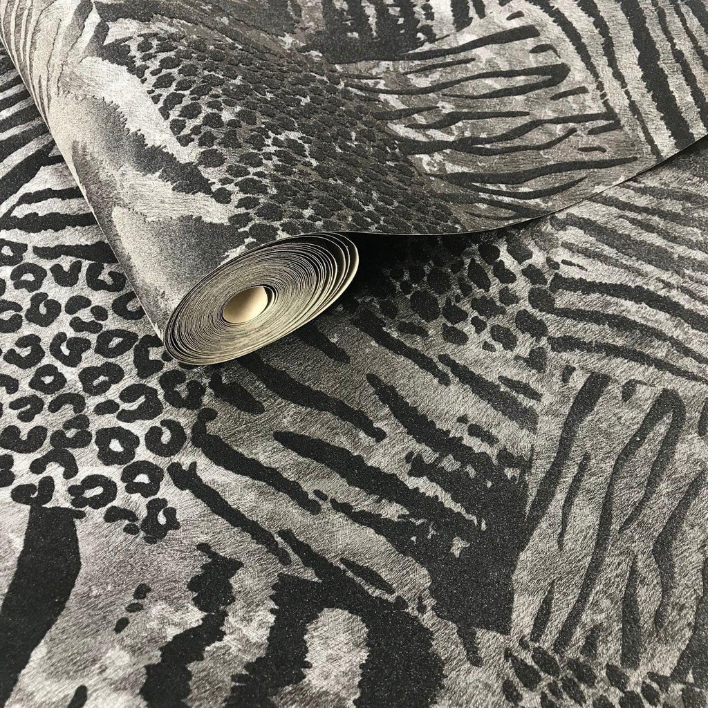 115013 Flocking Gray Black Flock Animal Tiger Cheetah Leopard Zebra Fu – wallcoveringsmart