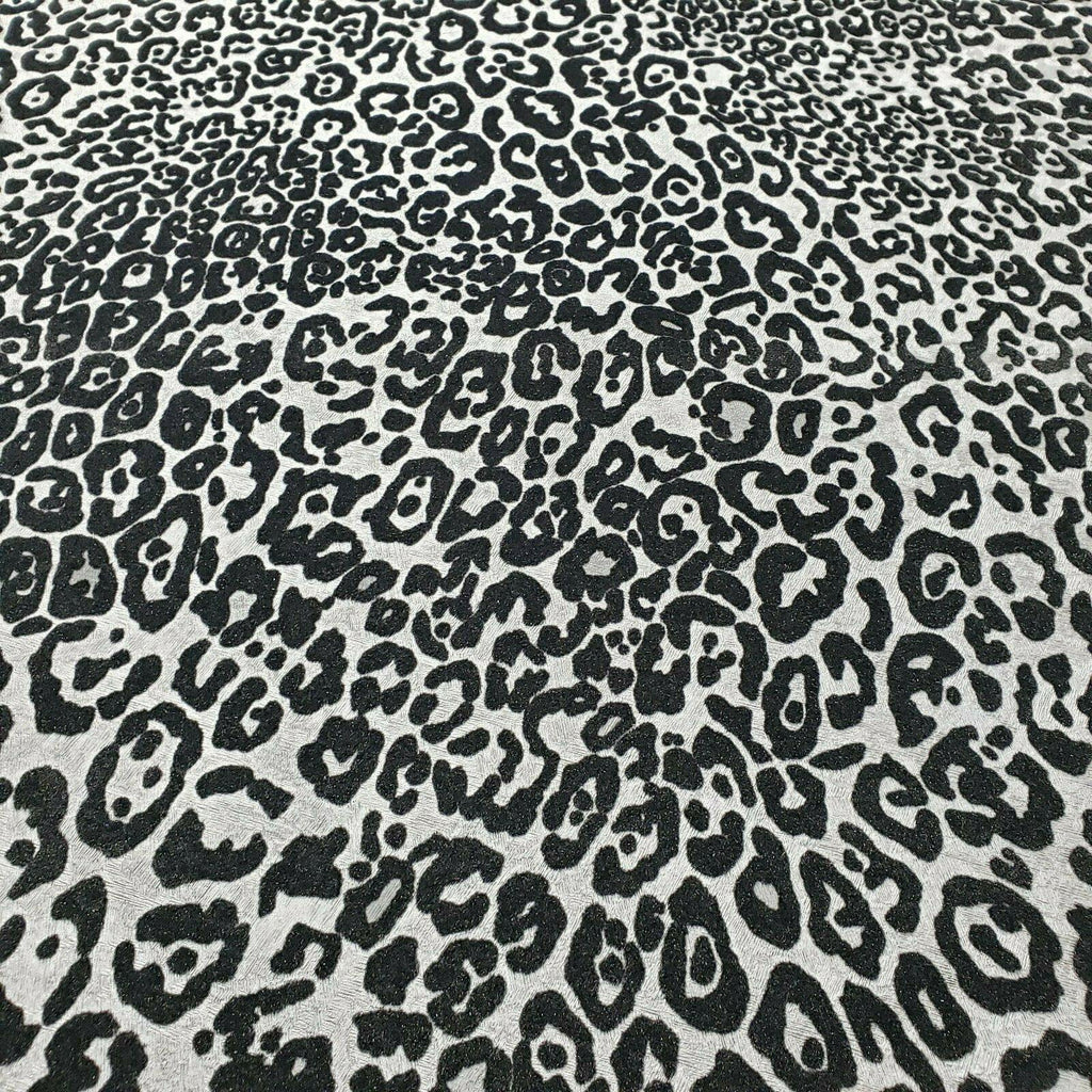 115017 Wallpaper black silver Metallic Textured Flocked jaguar leopard ...