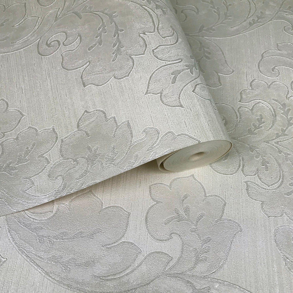 125002 Embossed Wallpaper white Textured Large Victorian traditional D ...