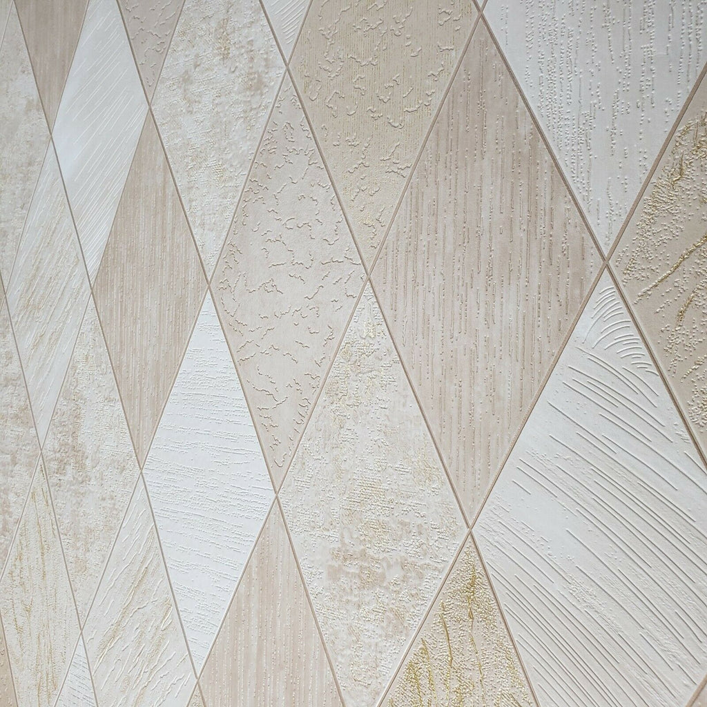 5586-02 Wallpaper tan beige gold Textured Modern faux diamond Tiles ...