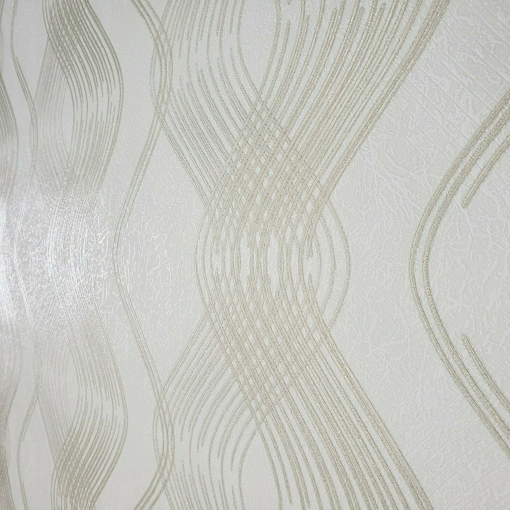 8602-05 Slavyanski yellow cream gold metallic textured wave lines Wall ...