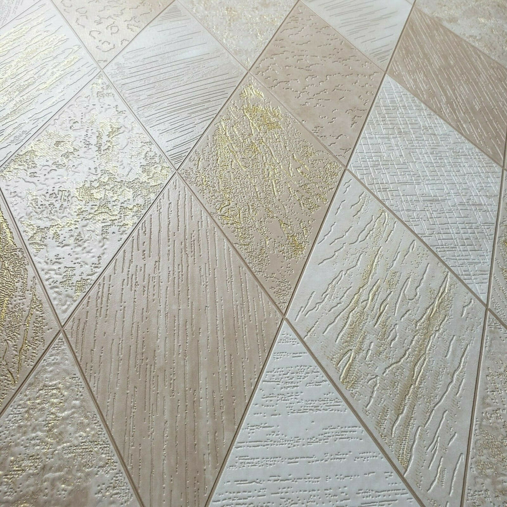 5586-02 Wallpaper tan beige gold Textured Modern faux diamond Tiles ...