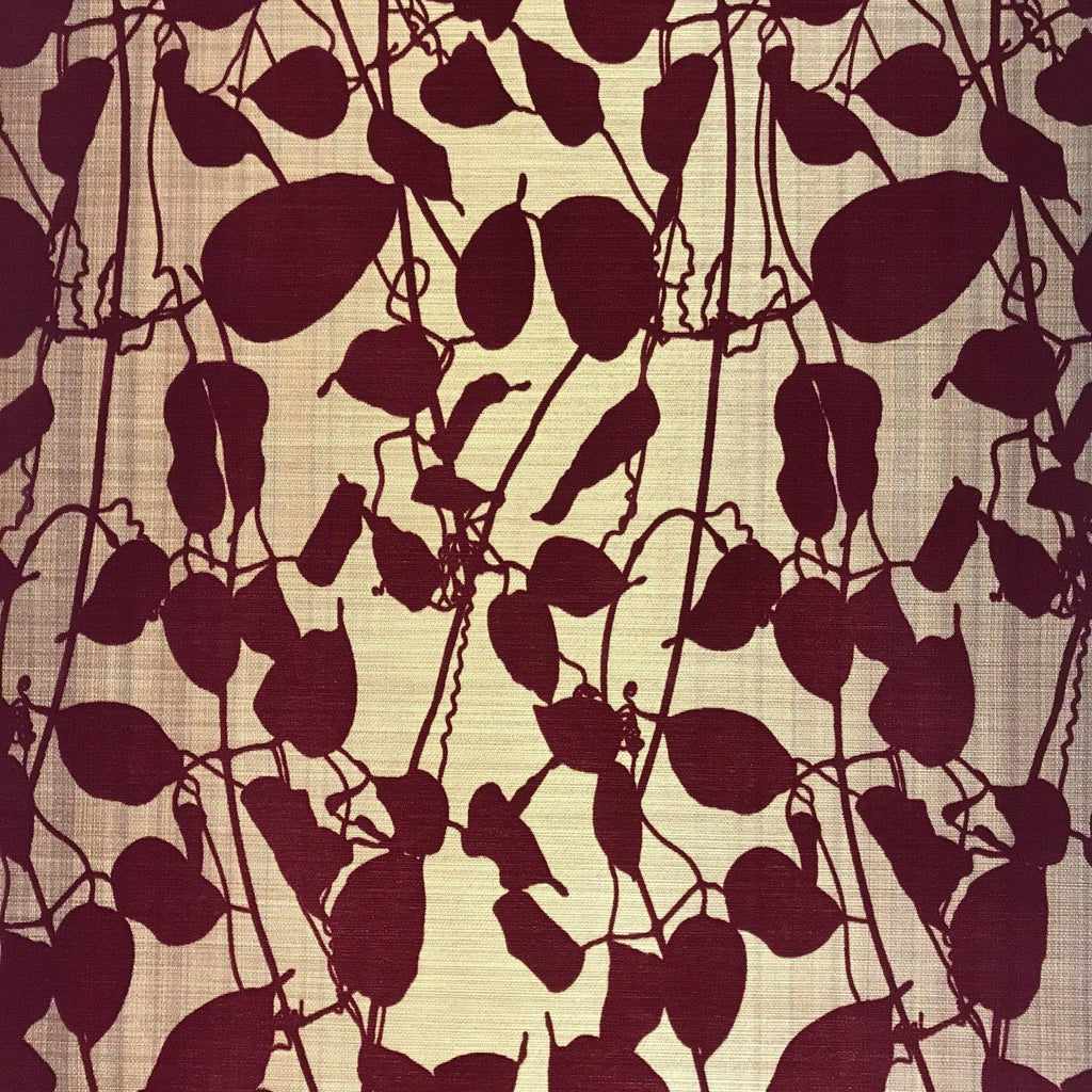 135055 Gold Burgundy Flock tree Leaf Wallpaper Flocking leaves ...
