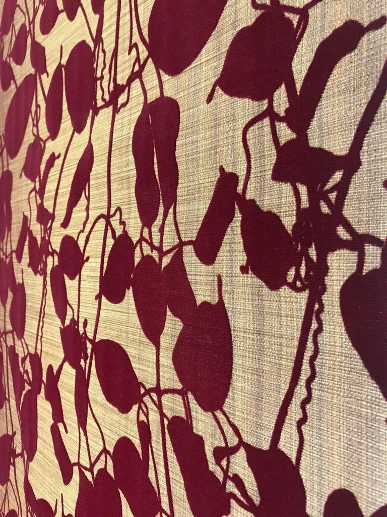 135055 Gold Burgundy Flock tree Leaf Wallpaper Flocking leaves ...