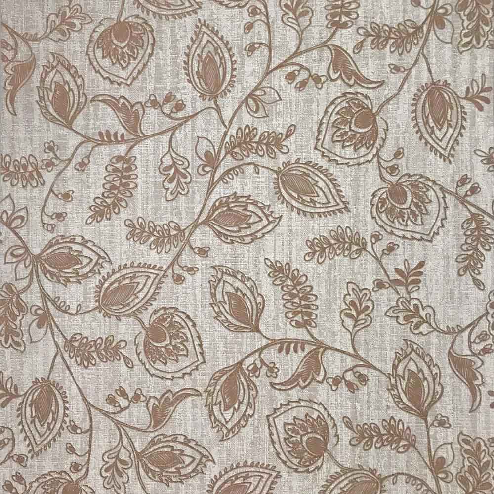 5536-02 Cream Floral Expanded Vinyl - Double roll Wallpaper ...