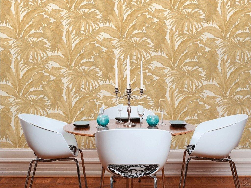 96240-4 Gold Off-white Versace Palm Banana Leaf Wallpaper ...