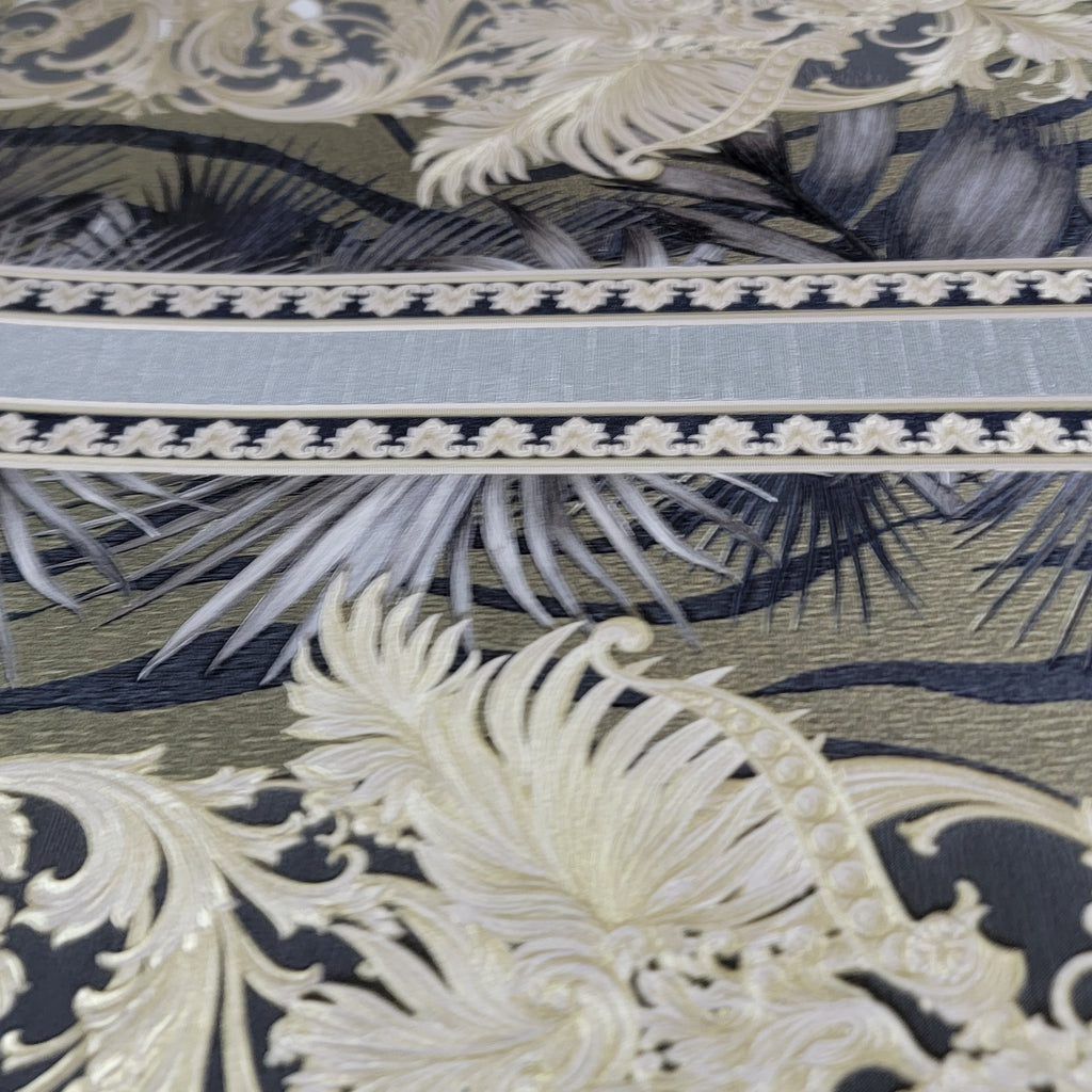 38703-5 Versace Brown Bronze Tropical Palm Leaf Baroque Panel Wallpape ...